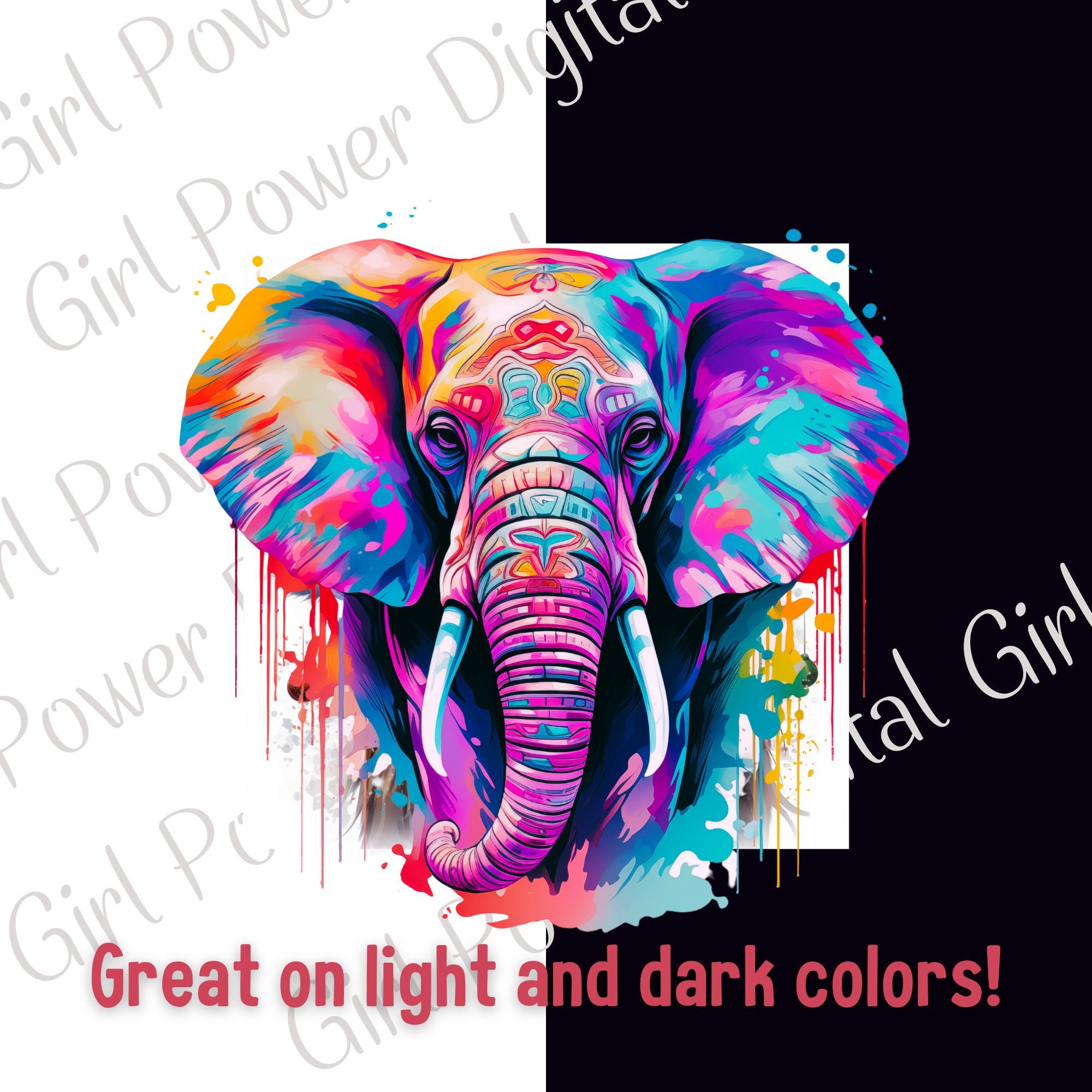Colorful Elephant PNG - Rainbow Elephant SVG - Sublimation for Tshirt ...
