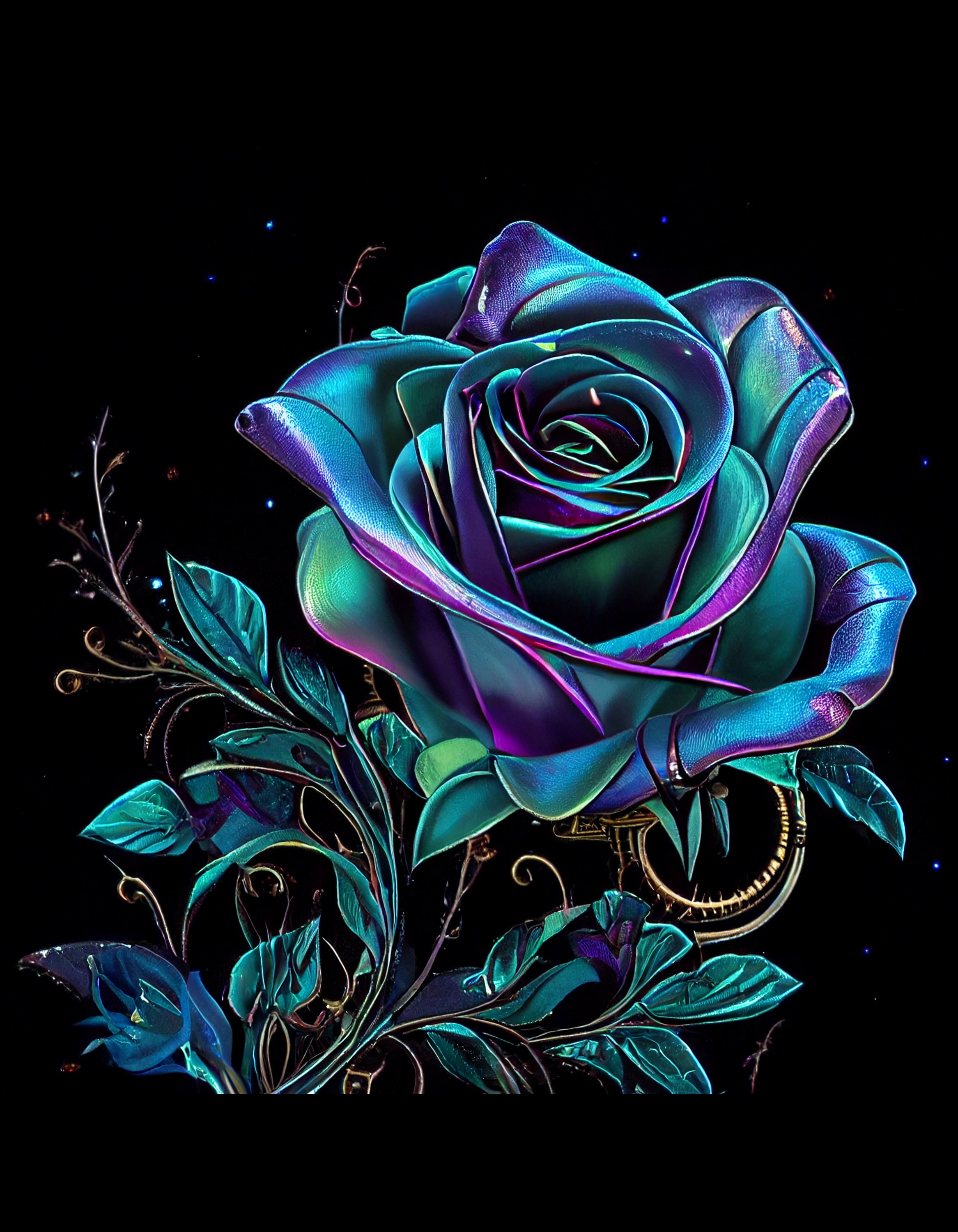 Blue and Purple Rose (digital Download) - Wall Art - Beautiful Flower ...