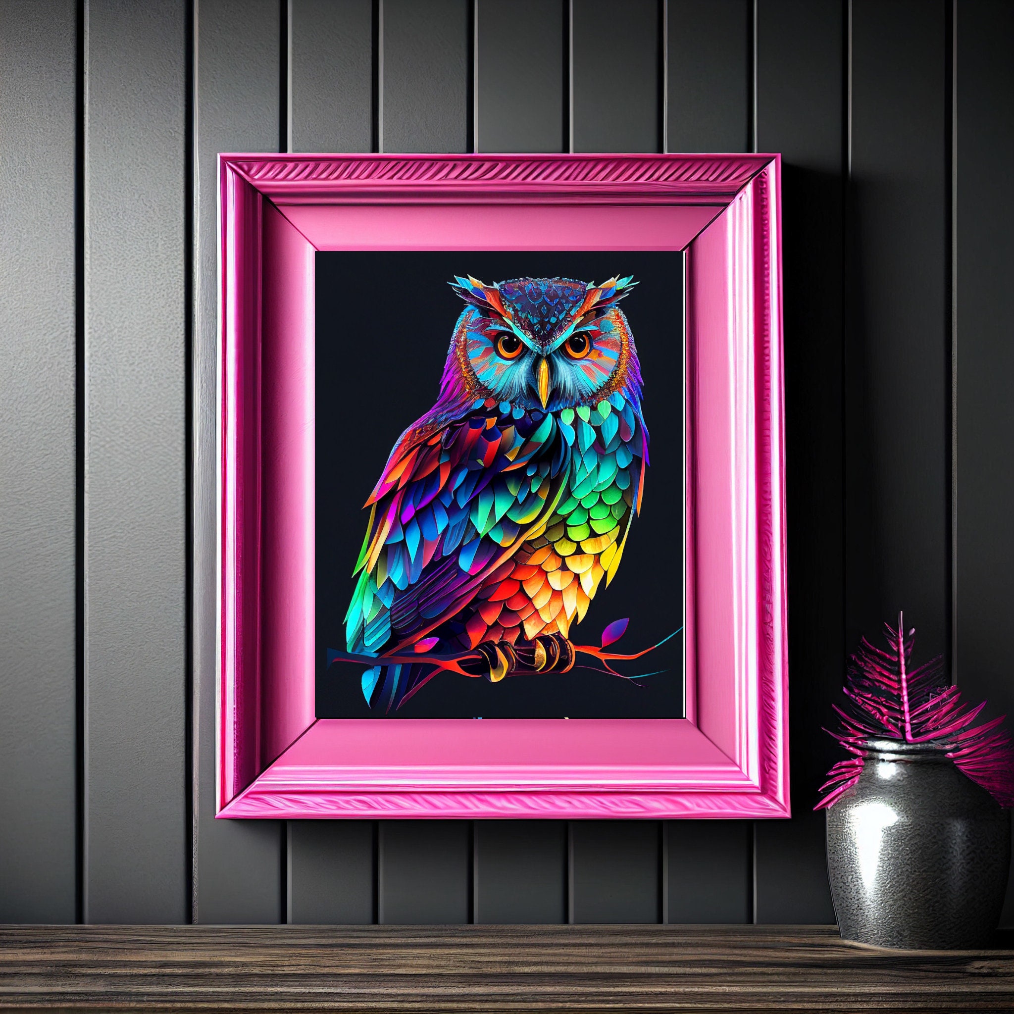 Rainbow Owl - Multi Color Bird - Digital Download - Beautiful Owl Print ...