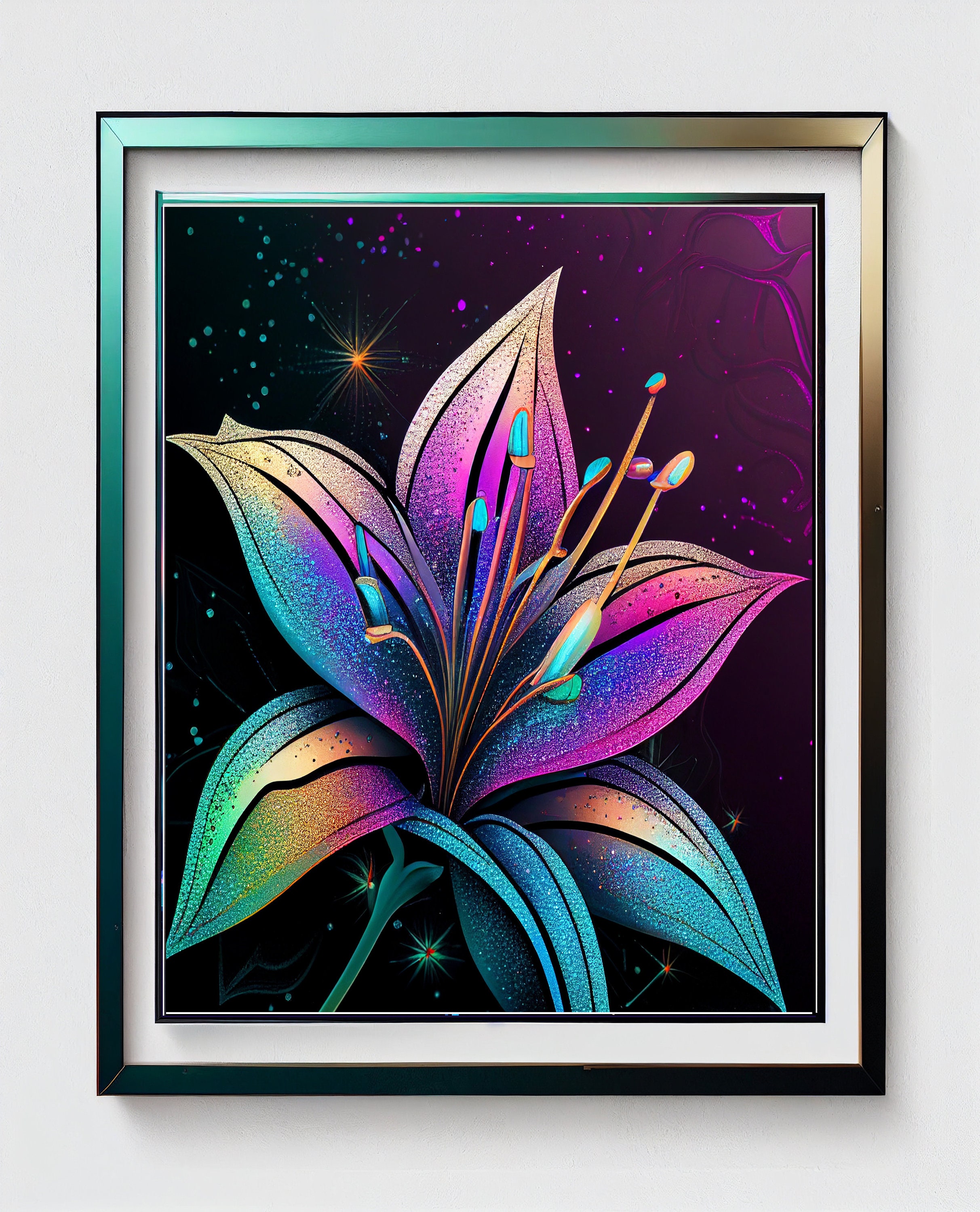 Rainbow Lily Print - Multi Color Flower - Digital Download - Bright ...