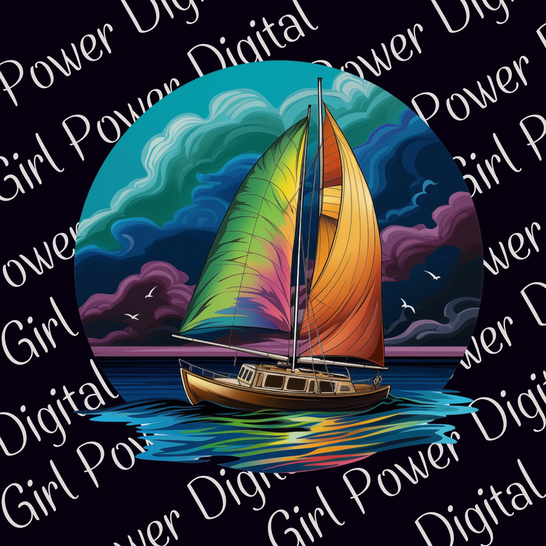 Colorful Sail Boat PNG - Sail Boat SVG - Sublimation - Beautiful Image ...