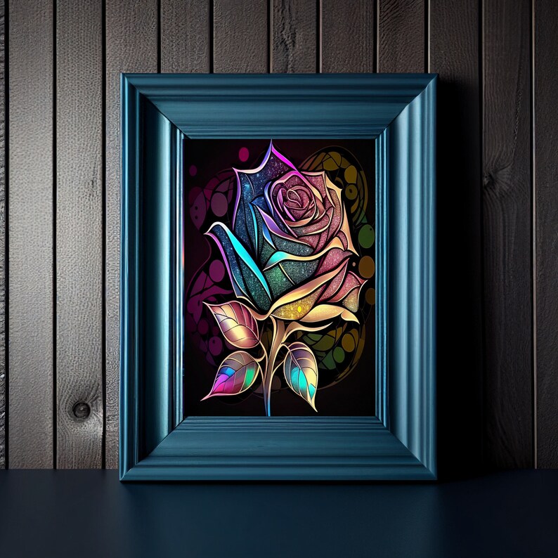 Beautiful Colorful Rose - Rose Digital Art - Glitter Rose - Stained ...