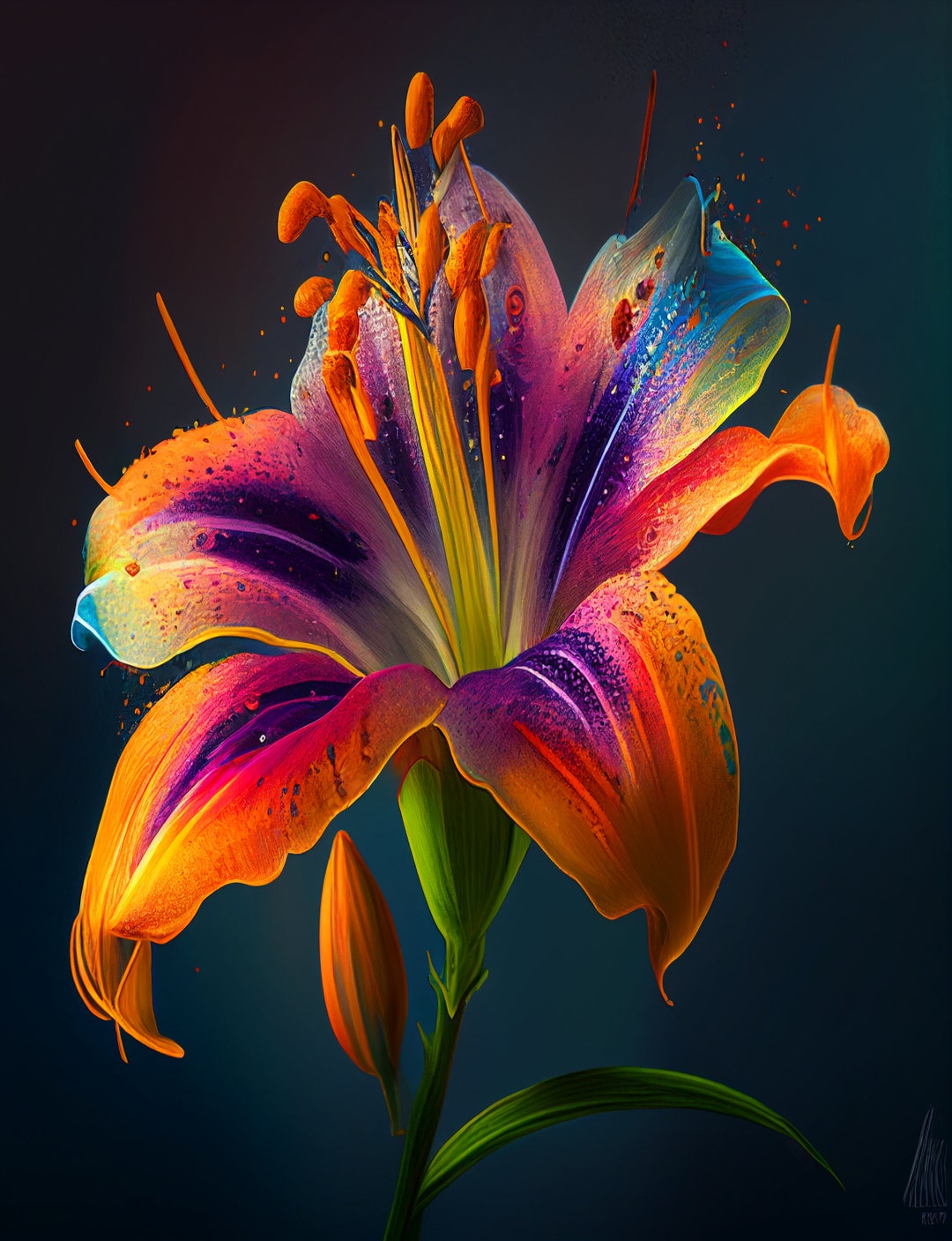 Orange and Purple Lily (digital Download) - Wall Art - Beautiful Flower ...