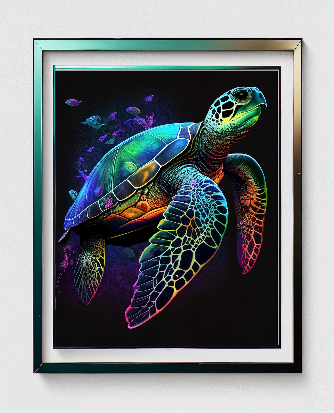 Glowing Sea Turtle Print - Instant Download - Multi-colored Turtle ...