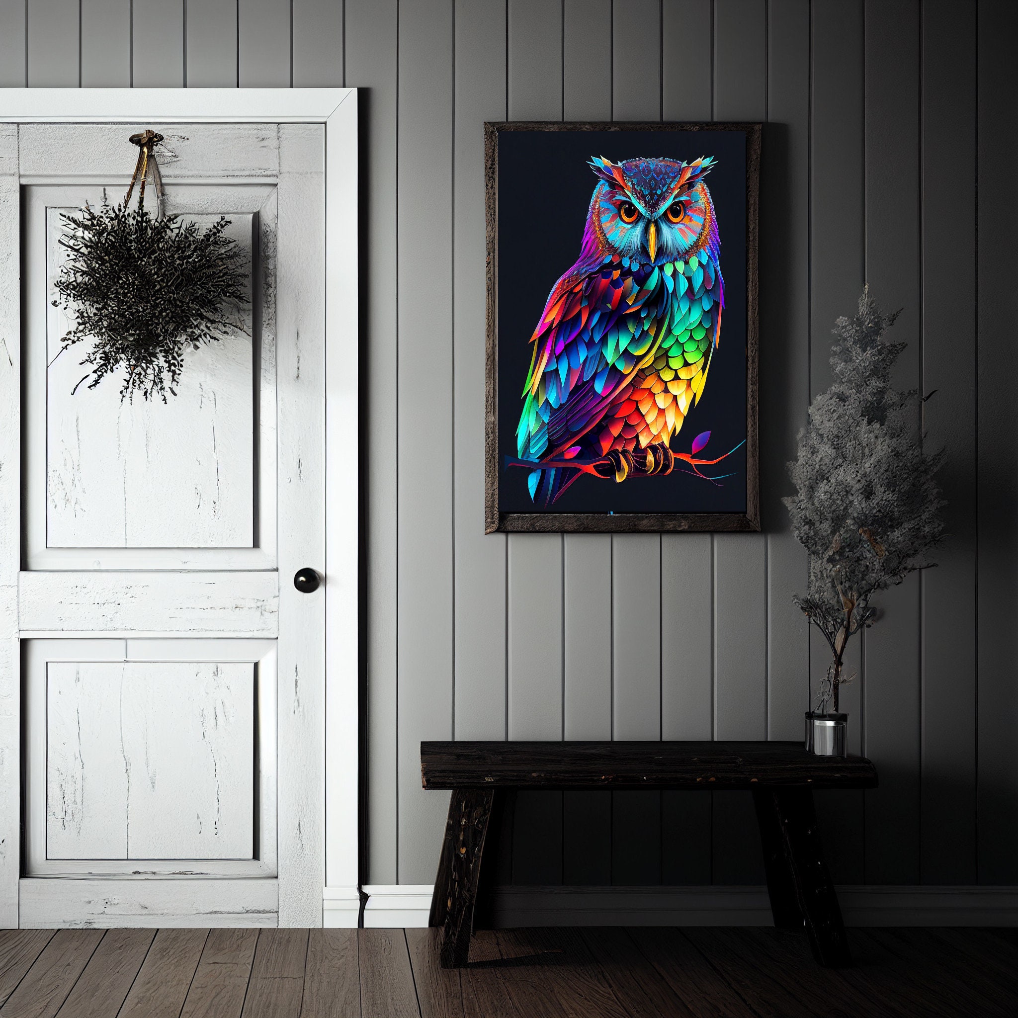 Rainbow Owl - Multi Color Bird - Digital Download - Beautiful Owl Print ...