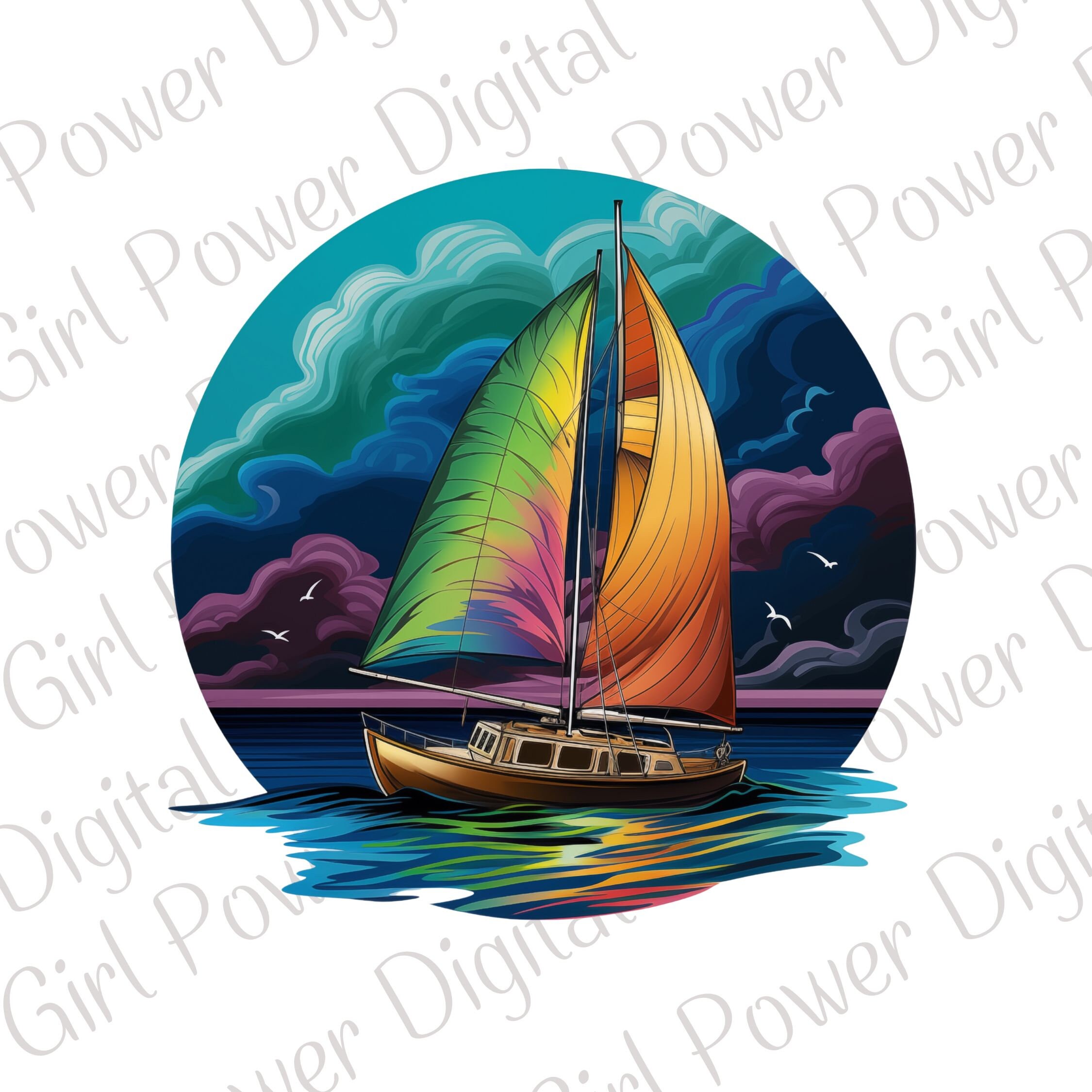 Colorful Sail Boat PNG - Sail Boat SVG - Sublimation - Beautiful Image ...