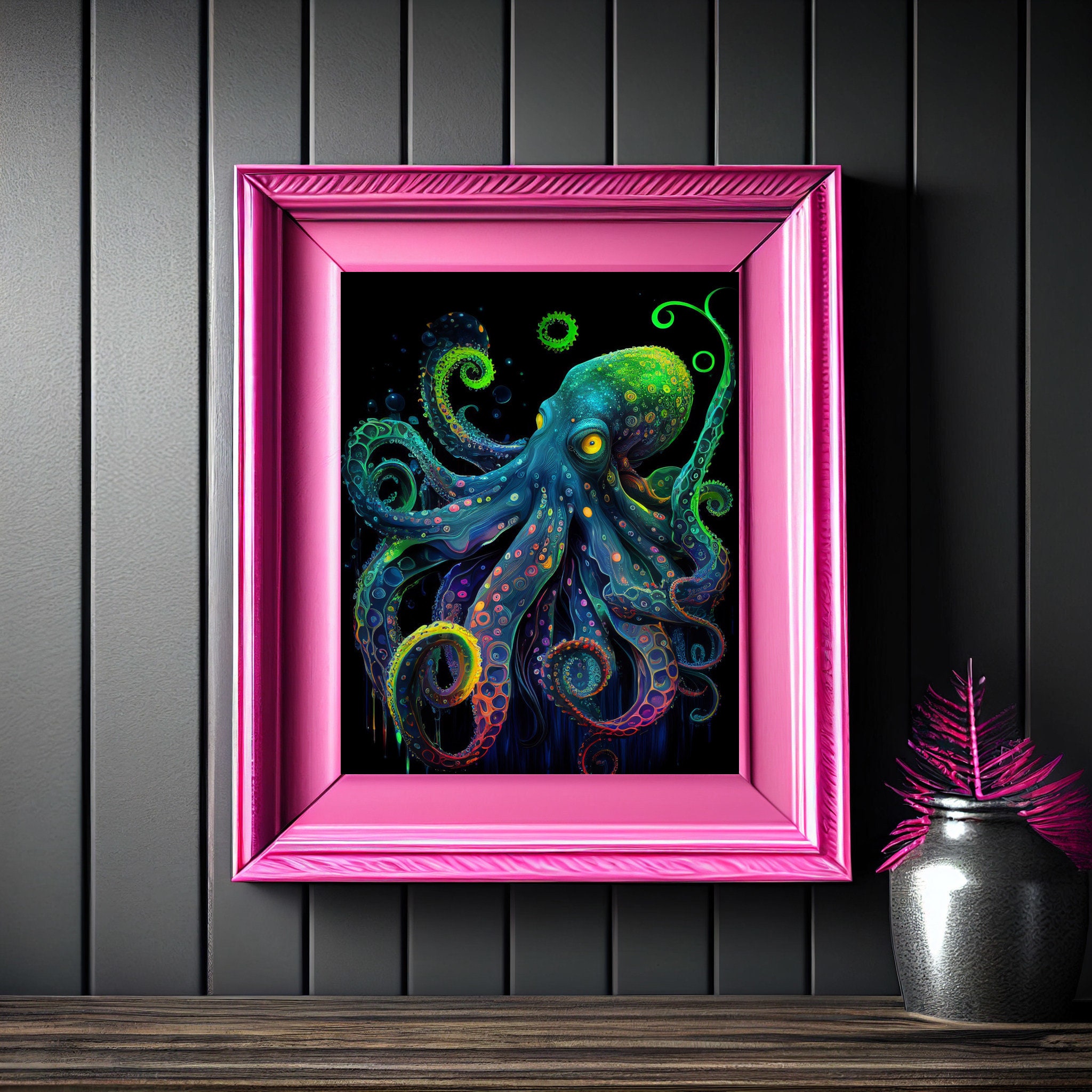 Glowing Multicolored Octopus, Digital Art, Psychedelic Colors, Ocean ...