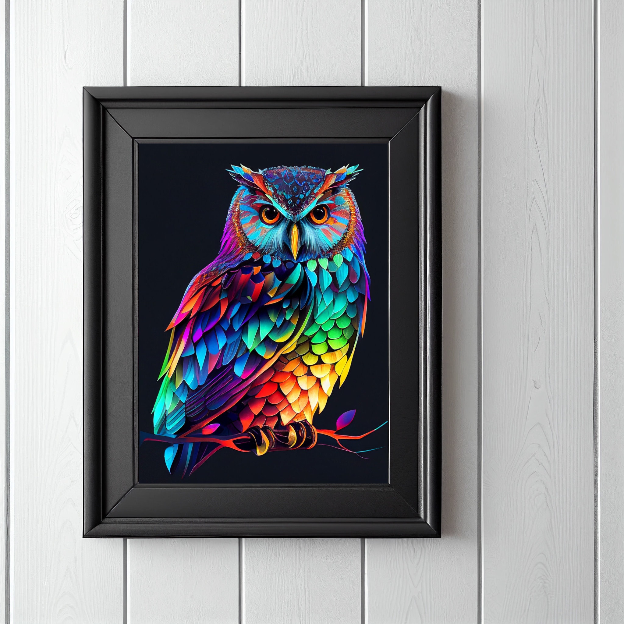 Rainbow Owl - Multi Color Bird - Digital Download - Beautiful Owl Print ...