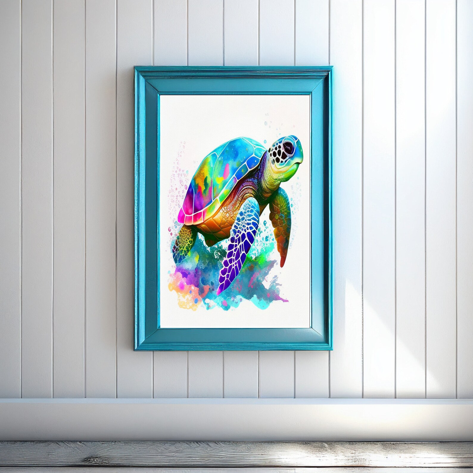 Beautiful Watercolor Turtle, Digital Print, Bright and Colorful, Cute ...