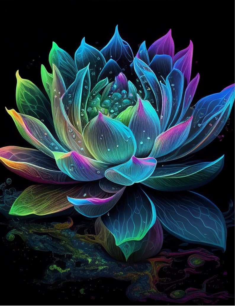 Gorgeous Iridescent Lotus (digital Art) - Multi Color - Stunning Flower ...