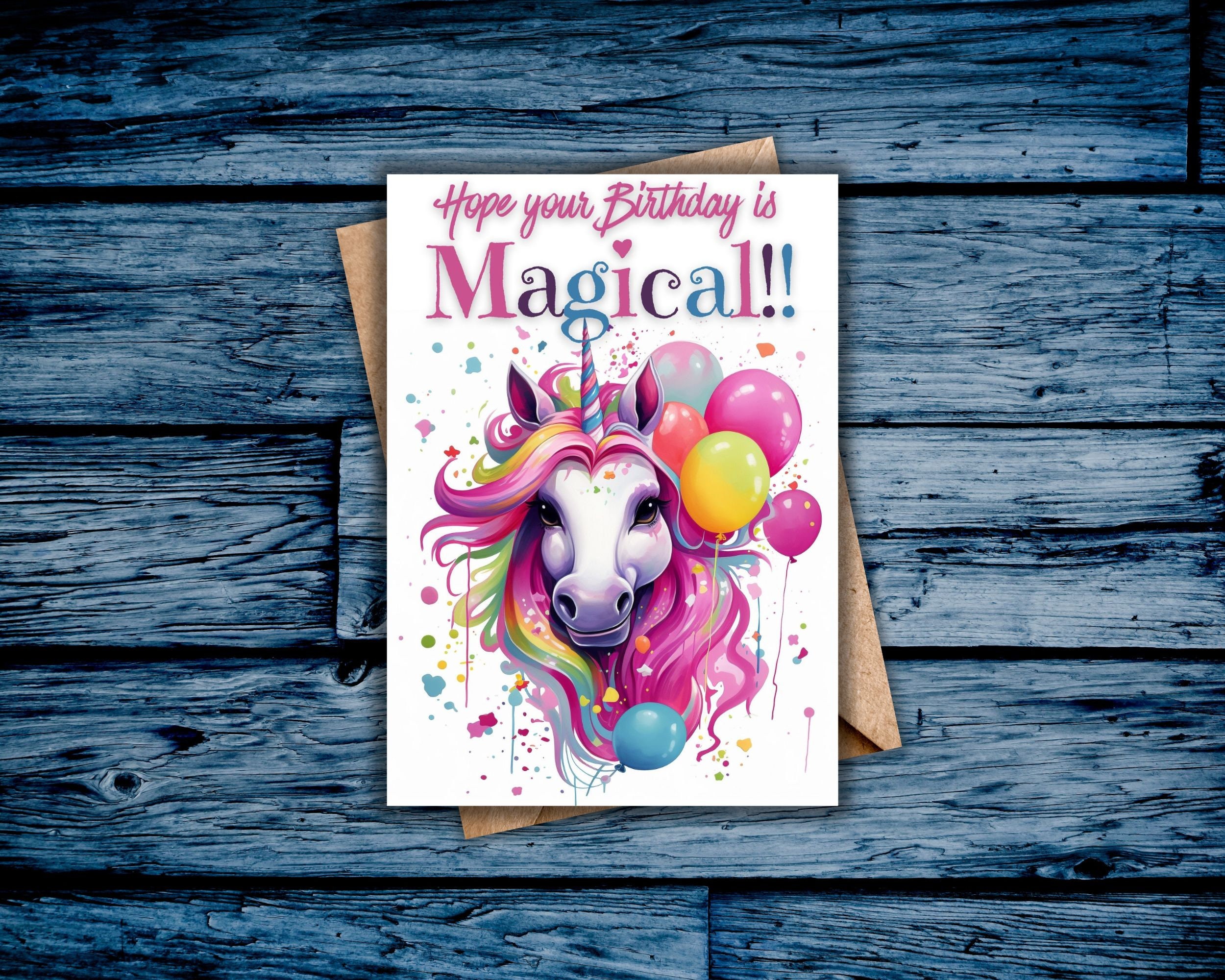 Unicorn Birthday Card, Printable Magical Unicorn Card, Kids, Birthday ...