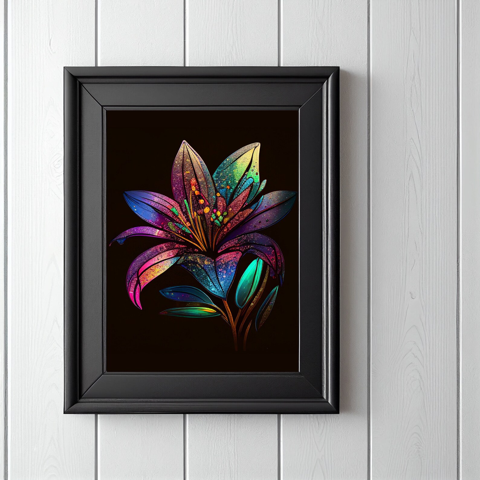 Rainbow Colored Lily Print - Multi Color Flower - Digital Download ...