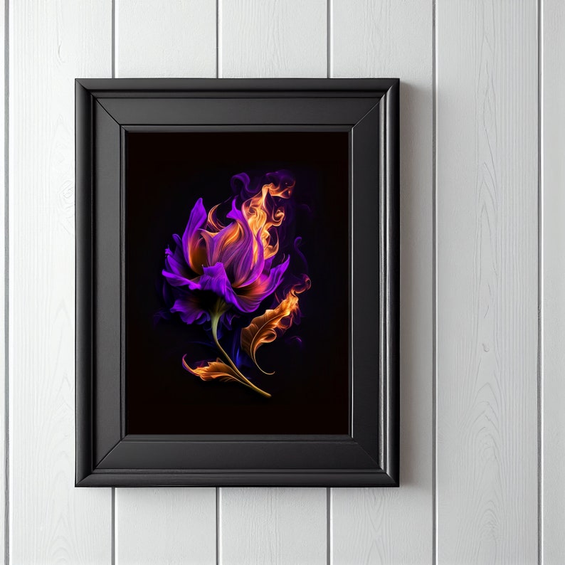 Purple Flaming Flower (digital Download) - Wall Art - Beautiful Flower ...
