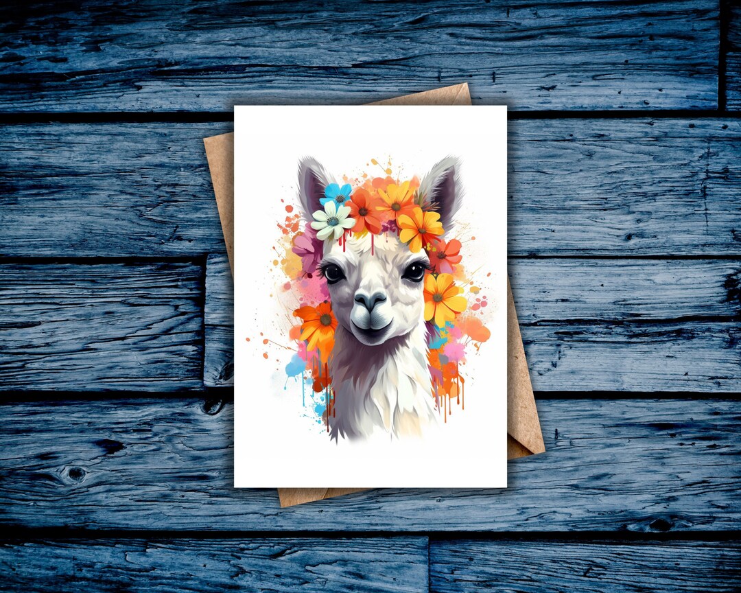 Adorable Llama Card, Blank Card for Any Occasion, Thank You, Just ...