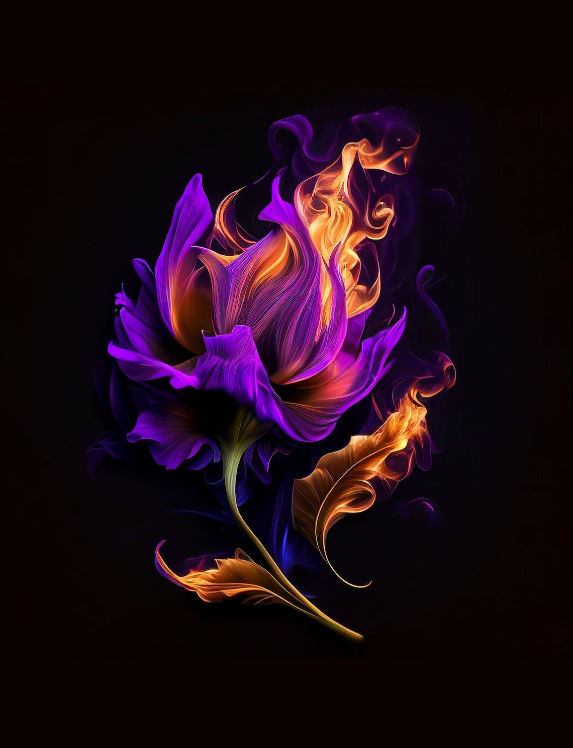 Purple Flaming Flower (digital Download) - Wall Art - Beautiful Flower ...