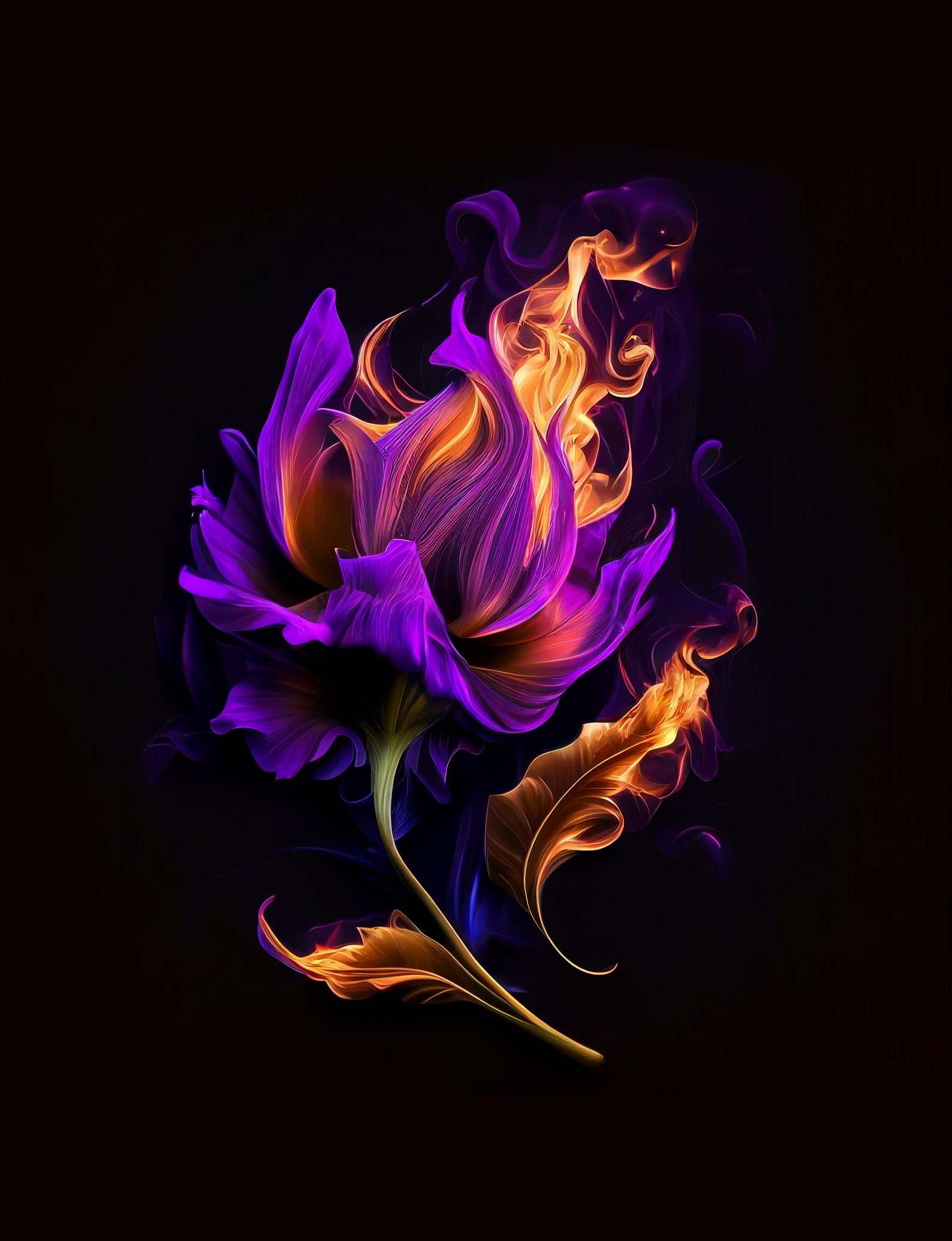 Purple Flaming Flower (digital Download) - Wall Art - Beautiful Flower ...