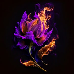 Purple Flaming Flower (digital Download) - Wall Art - Beautiful Flower ...