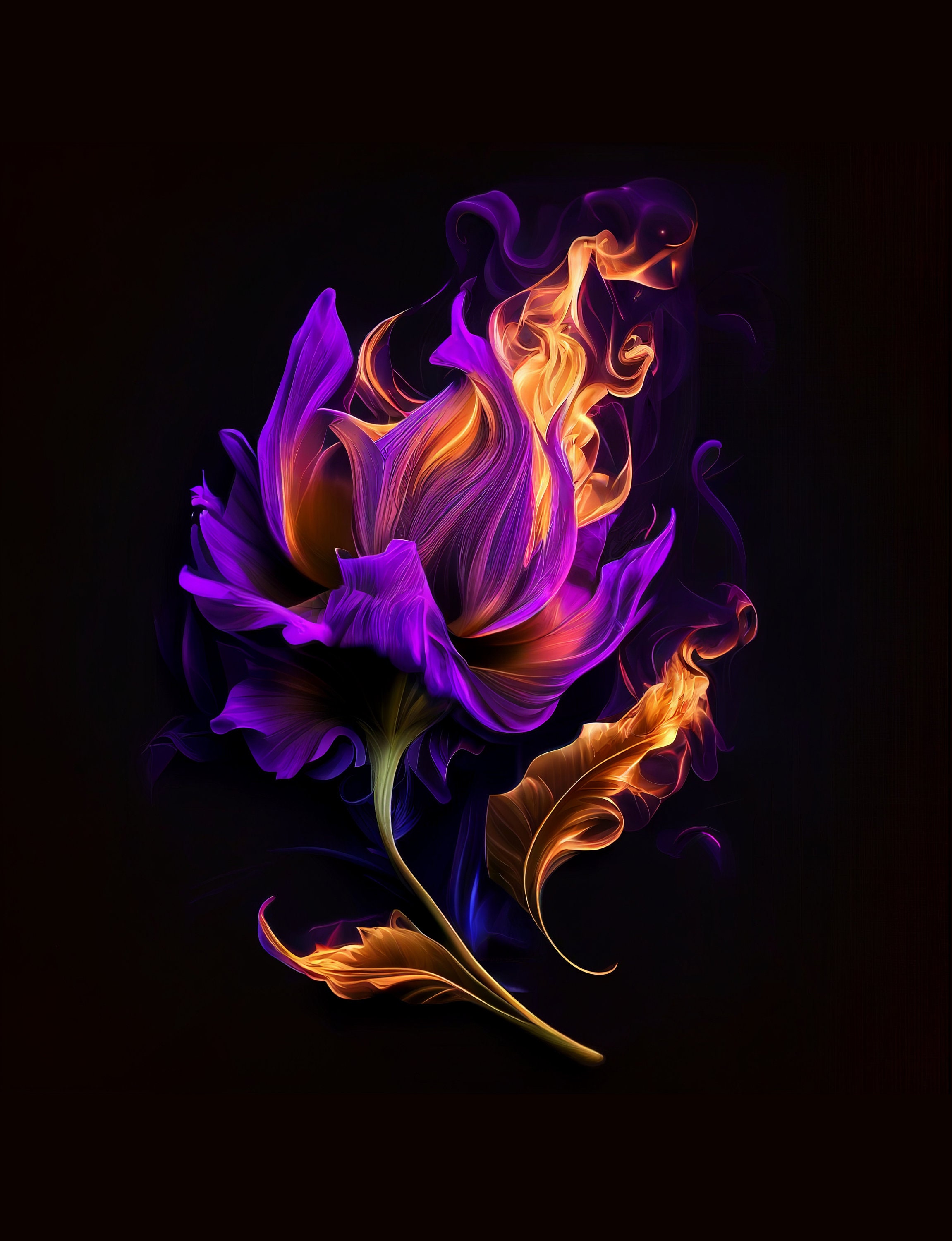 Purple Flaming Flower (digital Download) - Wall Art - Beautiful Flower ...