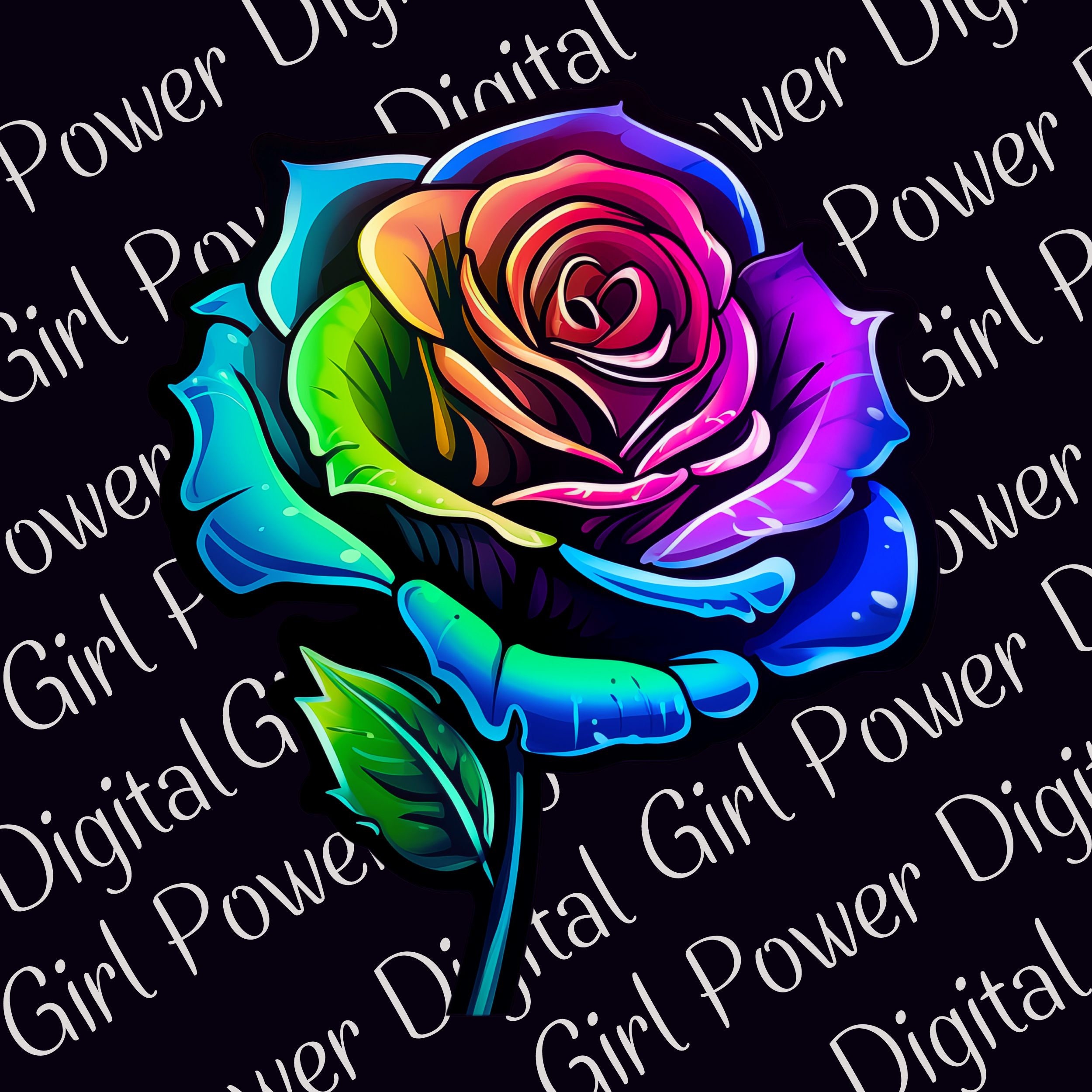 Colorful Rose PNG - Multi-colored Flower SVG - Sublimation - Dtf Design ...