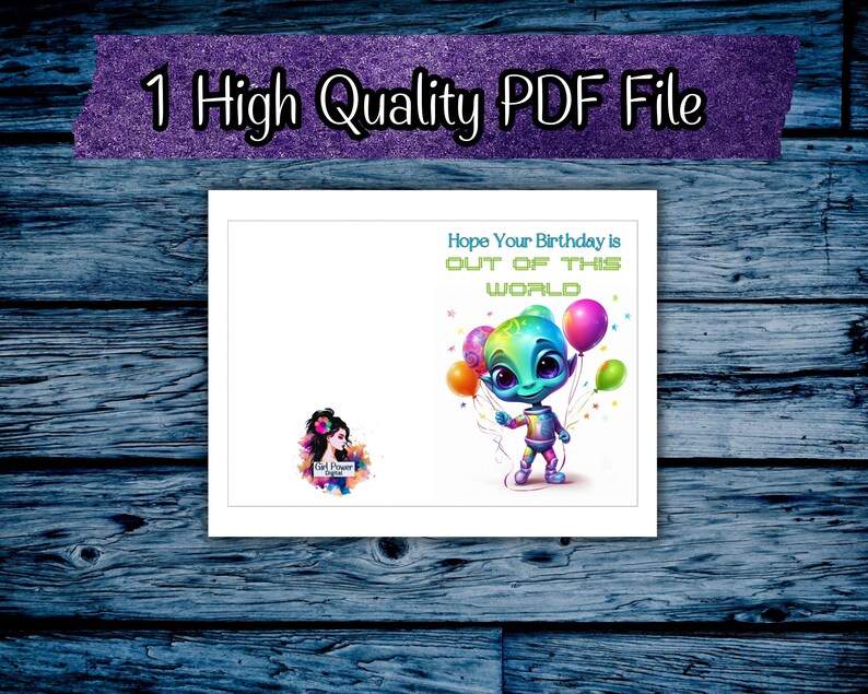 Alien Birthday Card, Kid's Birthday, Out of This World, Alien Party ...