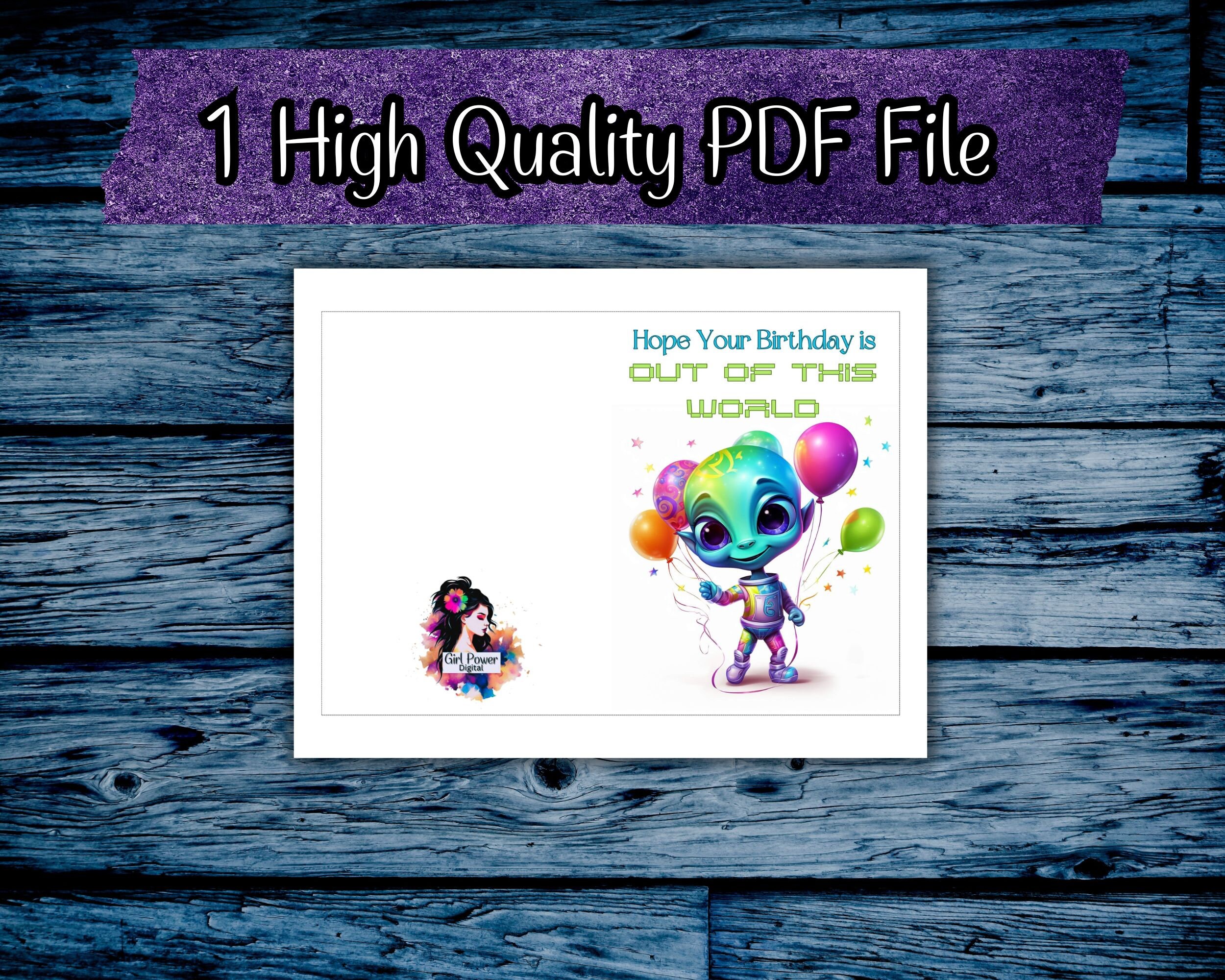 Alien Birthday Card, Kid's Birthday, Out of This World, Alien Party ...