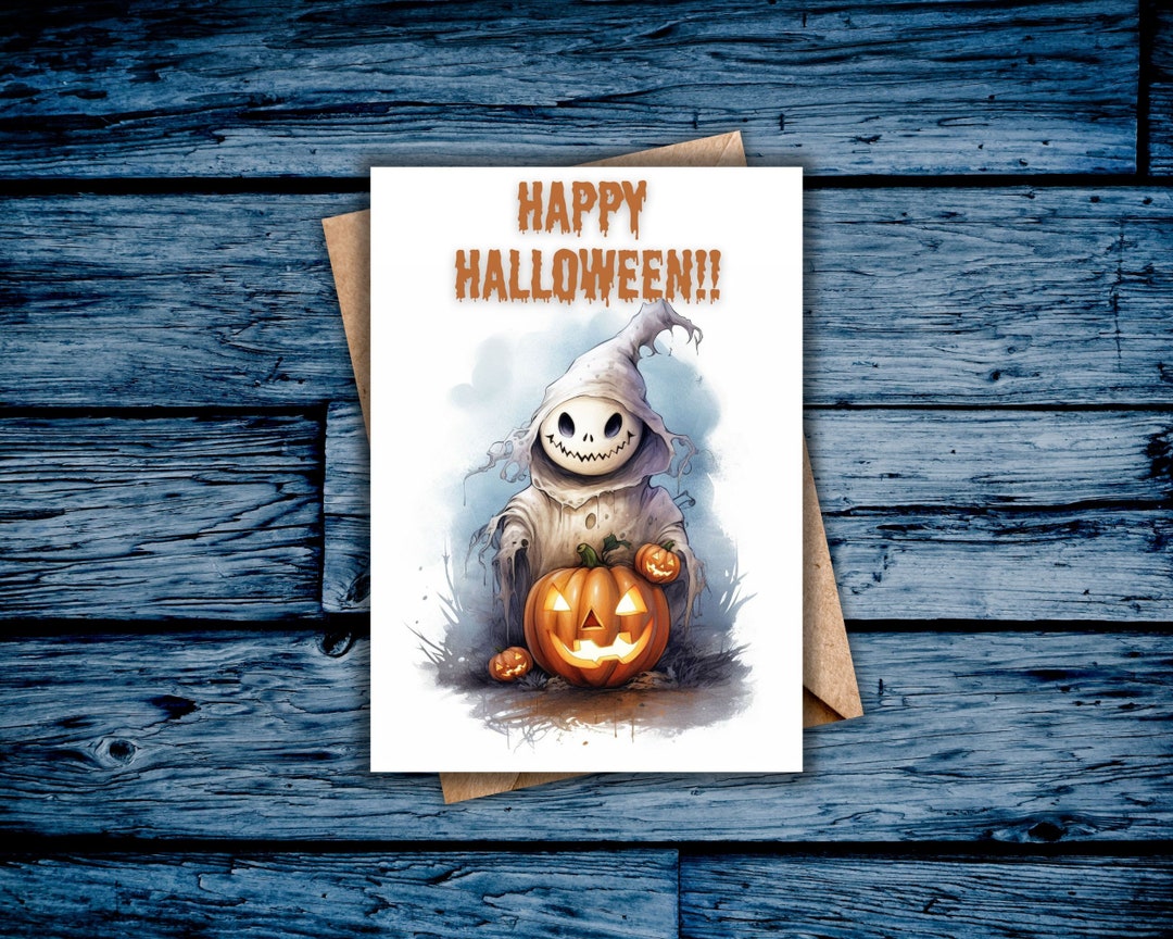 Halloween Card, Printable Ghost Card, Happy Halloween, Spooky Greeting ...