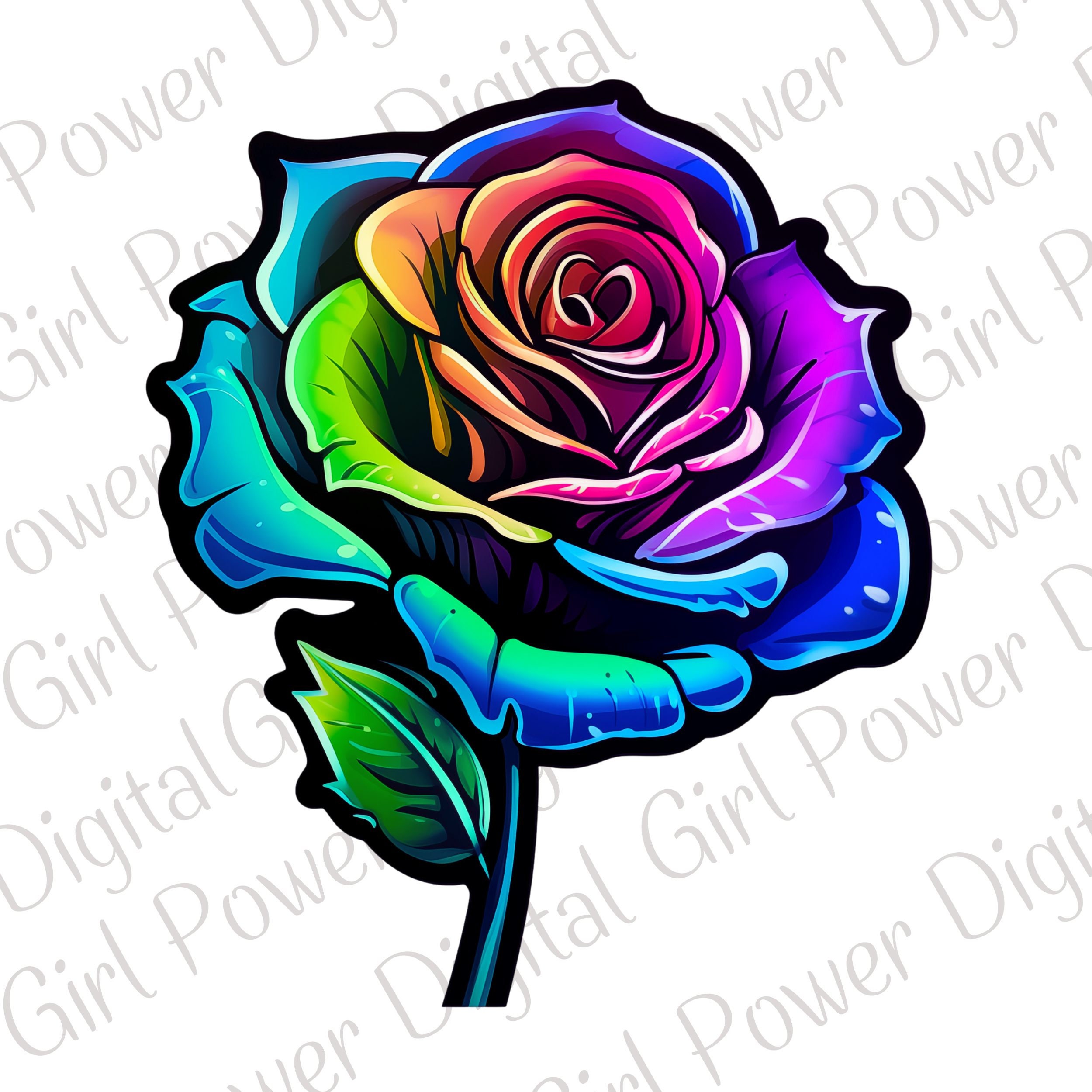 Colorful Rose PNG - Multi-colored Flower SVG - Sublimation - Dtf Design ...