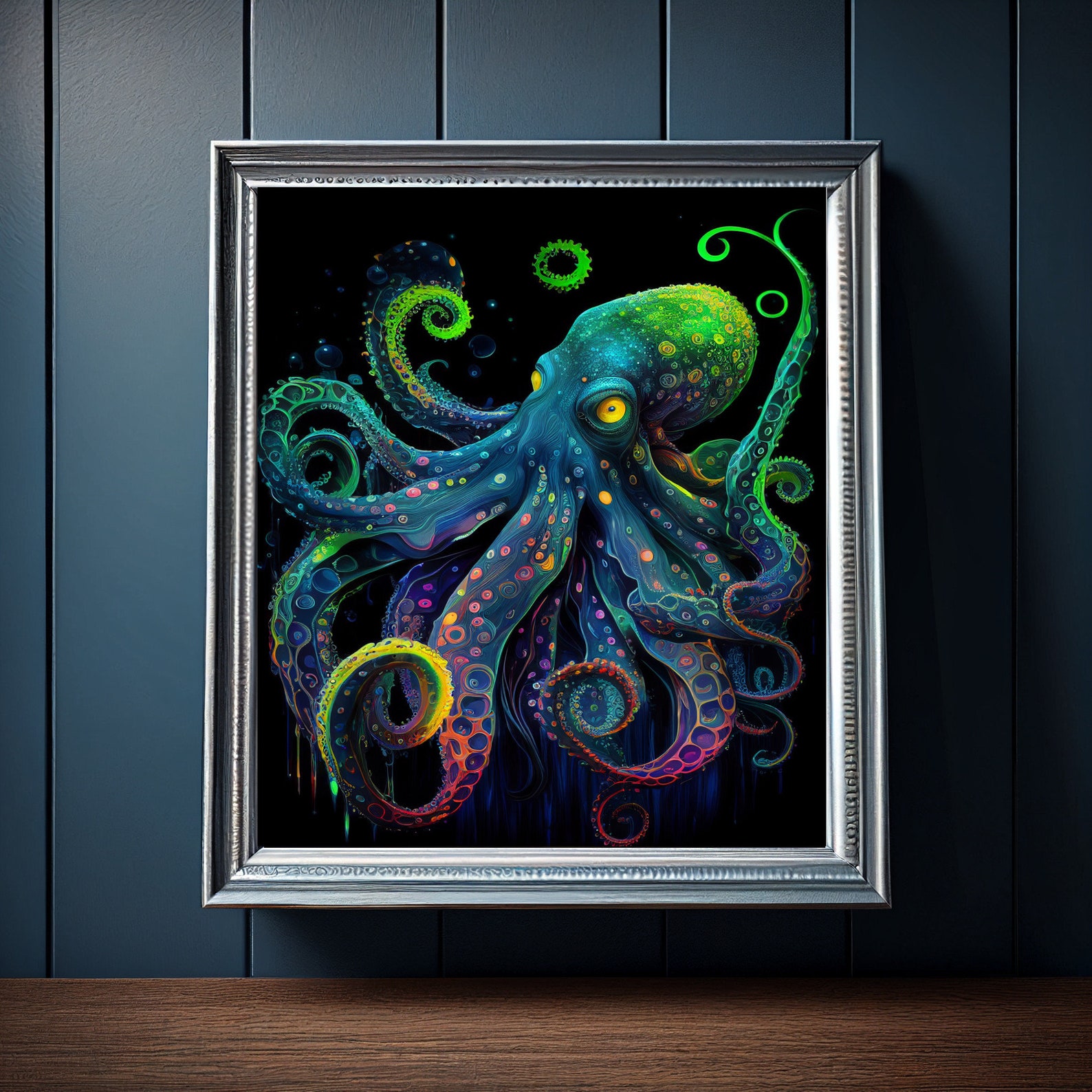 Glowing Multicolored Octopus, Digital Art, Psychedelic Colors, Ocean ...
