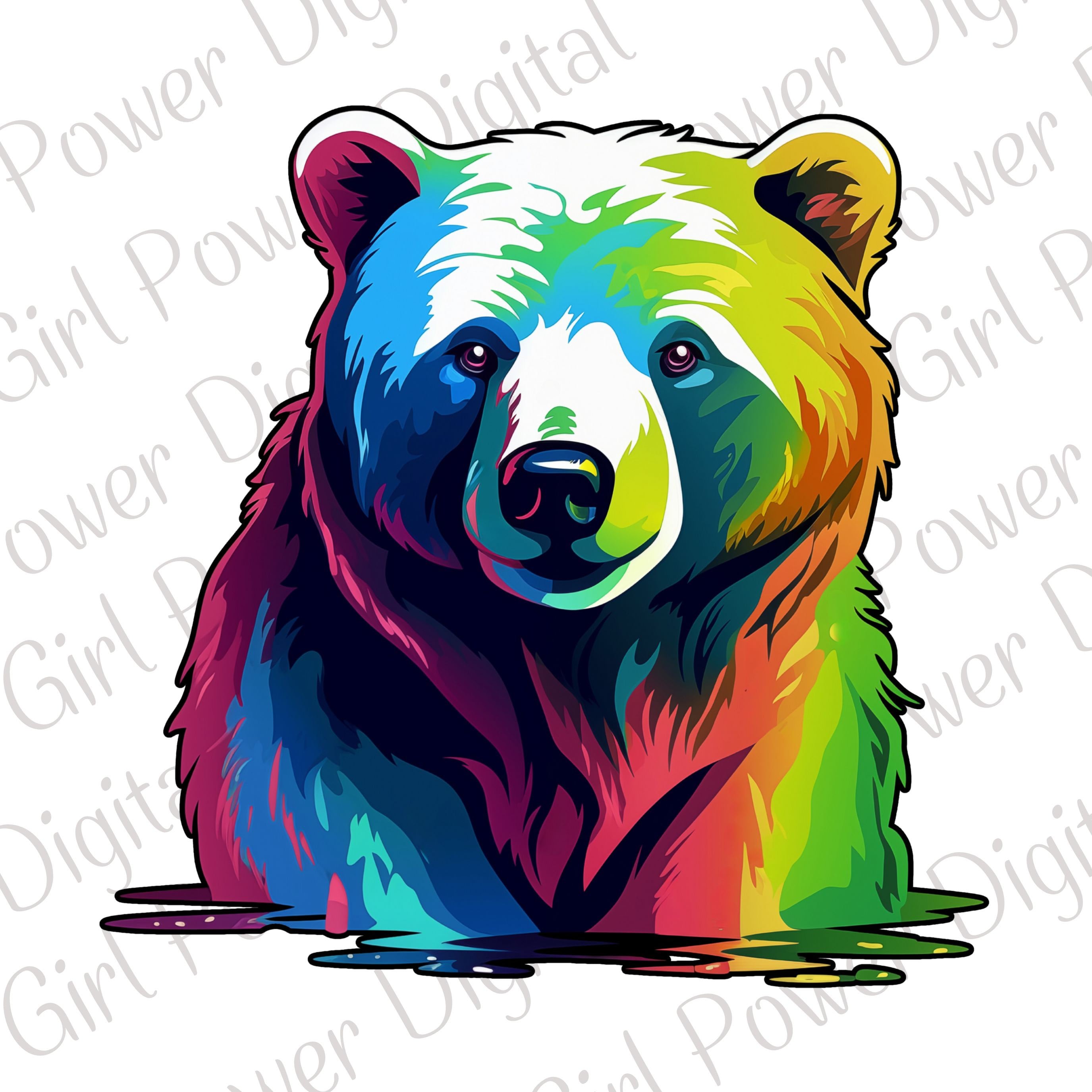 Colorful Bear PNG - Multi-colored Bear SVG - Sublimation - Dtf Design ...