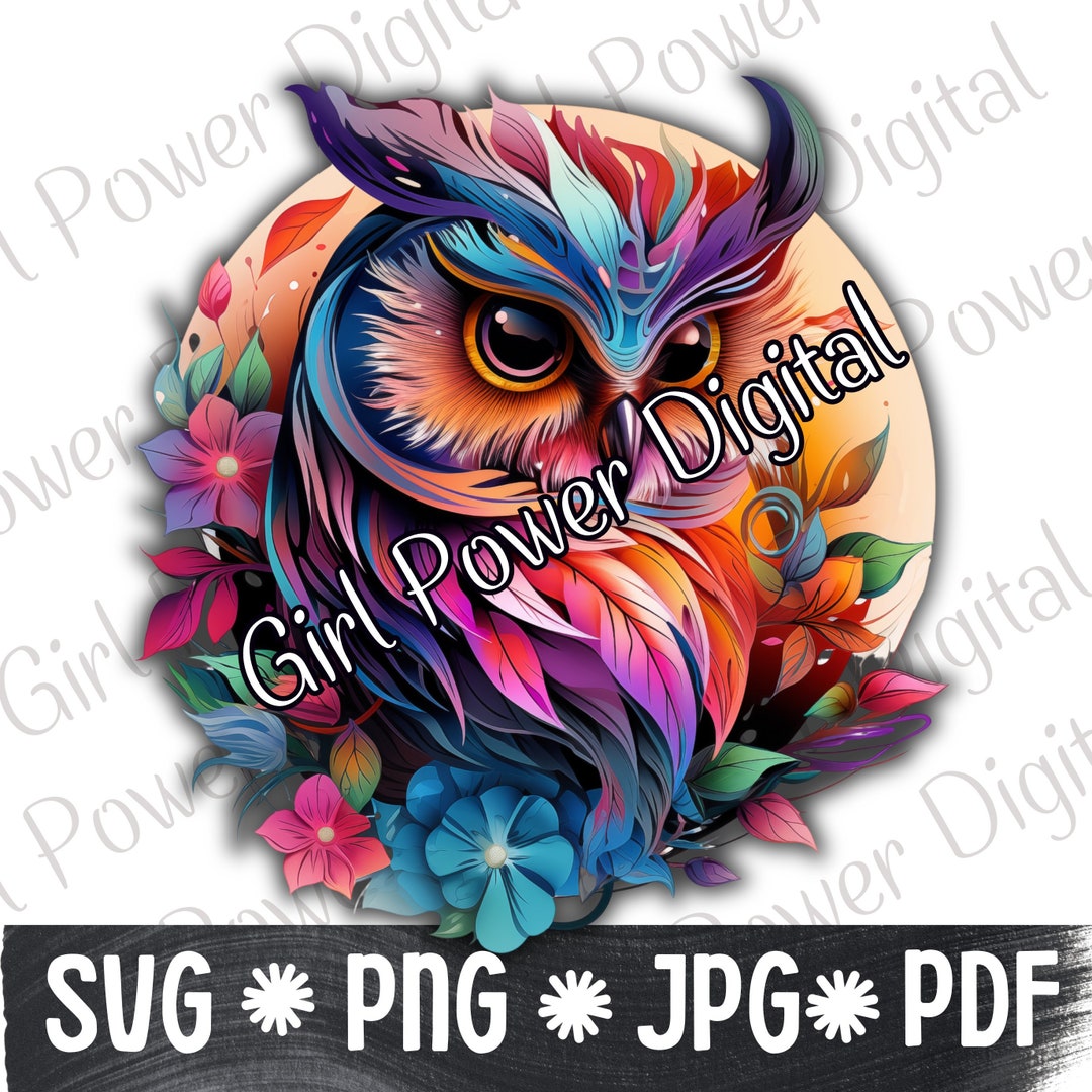 Colorful Owl PNG - Multi-colored Owl SVG - Sublimation - Dtf Design ...