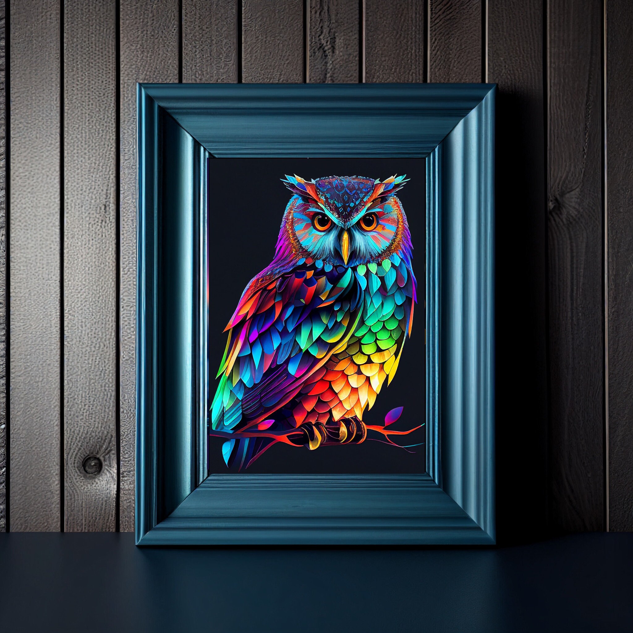 Rainbow Owl - Multi Color Bird - Digital Download - Beautiful Owl Print ...