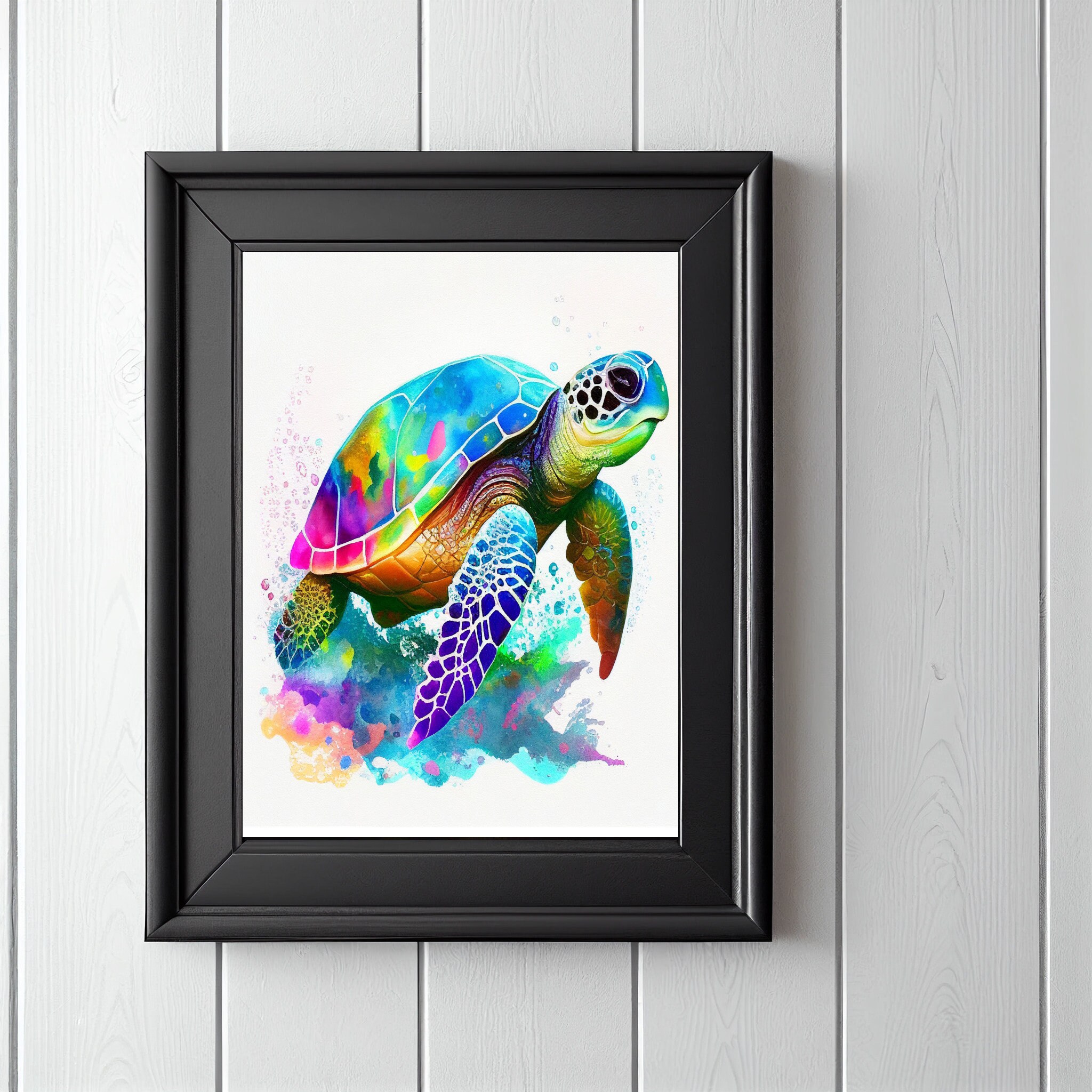 Beautiful Watercolor Turtle, Digital Print, Bright and Colorful, Cute ...