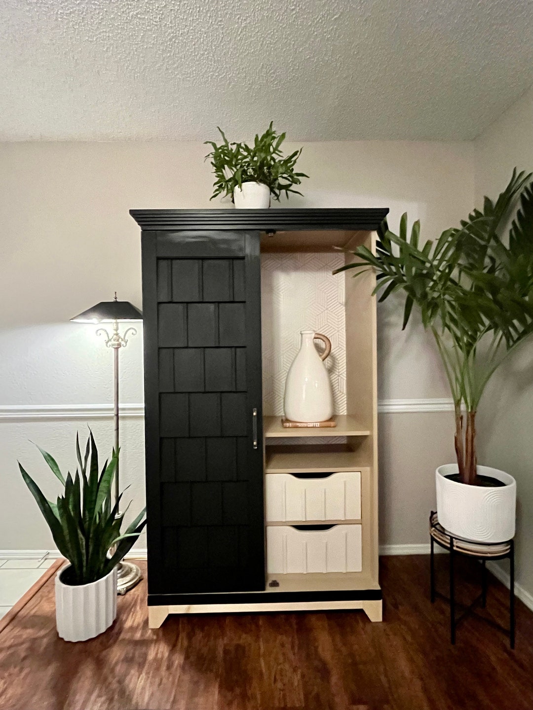 SOLD Customized Armoire Modern Black & Tan - Etsy