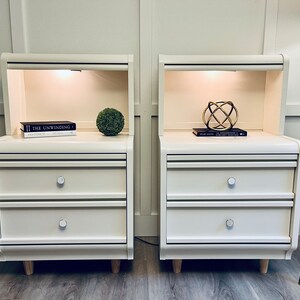 SOLD Set of 2 Nightstands Modern Cream Bedside Tables - Etsy