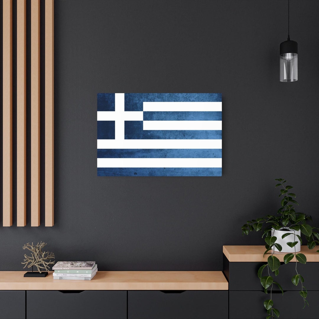 Rustic Greece Flag Hanging Rustic Worn Grunge Metal Wall Art Vintage ...