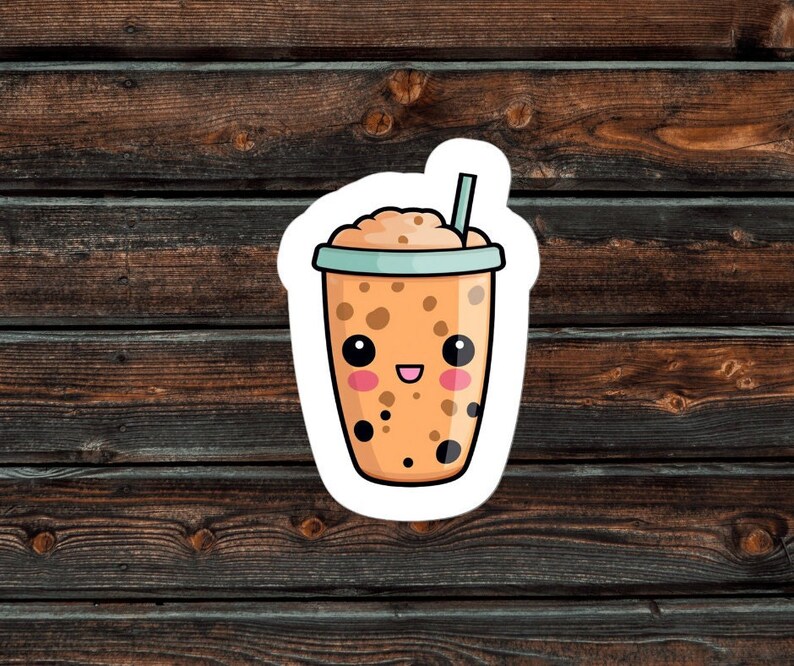 Cute Boba Tea Stickers, Adorable Boba Tea Sticker, Happy Boba Tea ...