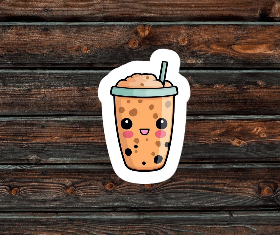 Cute Boba Tea Stickers, Adorable Boba Tea Sticker, Happy Boba Tea ...