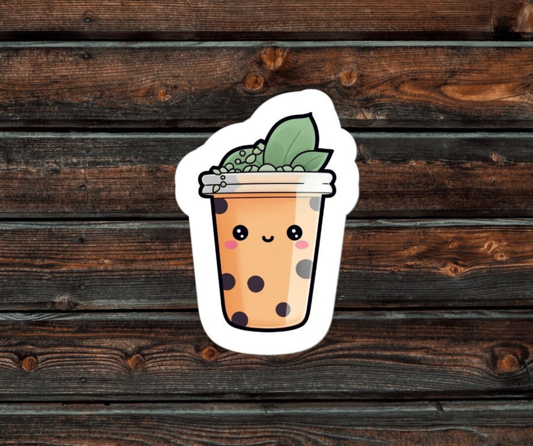 Cute Boba Tea Sticker, Adorable Boba Tea Sticker, Happy Boba Tea ...