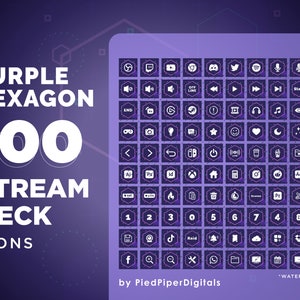 Purple Hexagon Stream Deck Icon Set | 100 Icons for Elgato Stream Deck ...
