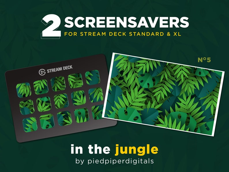In the Jungle | Forest Green and Yellow Stream Deck Icons | 100 Icons ...