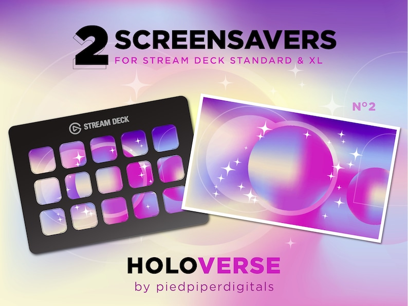 Holoverse Stream Deck Icon Set | Pink Purple 100 Icons for Elgato Stream Deck | 2 Screensavers ...
