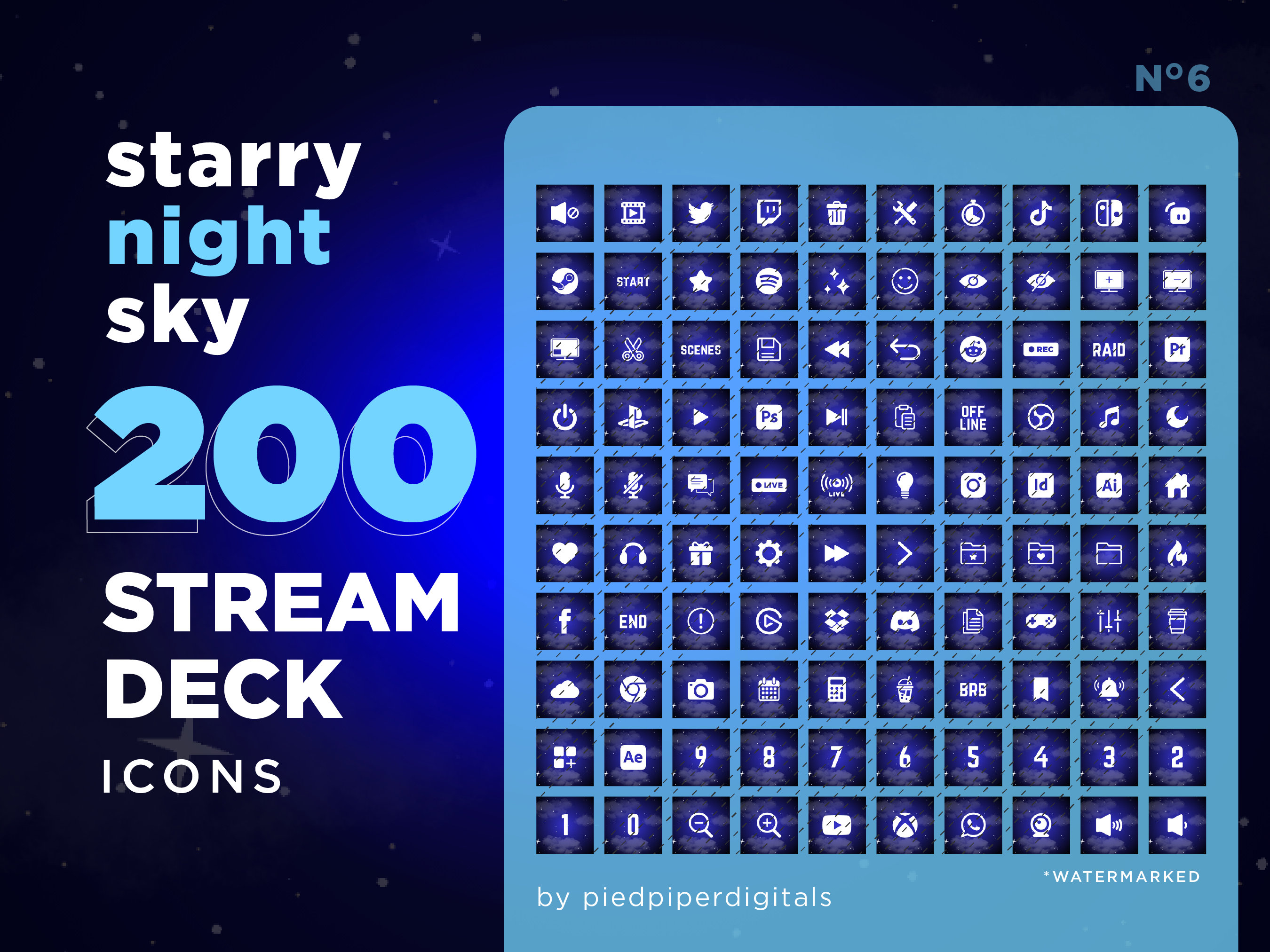 Starry Night Sky Animated Stream Deck Icons | 200 Stream Deck Icons ...
