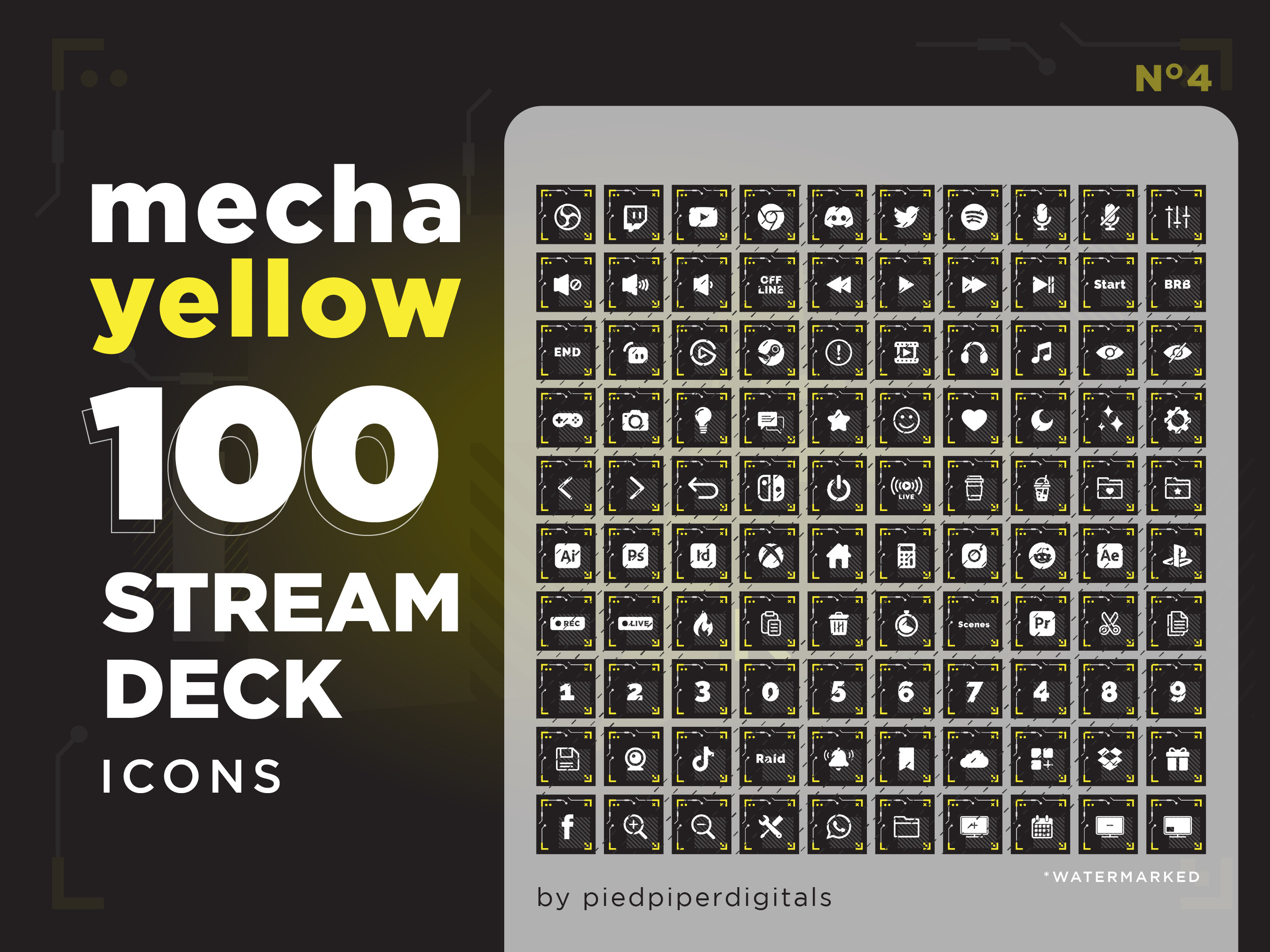 Mecha Yellow Stream Deck Icon Set | 100 Icons for Elgato Stream Deck ...
