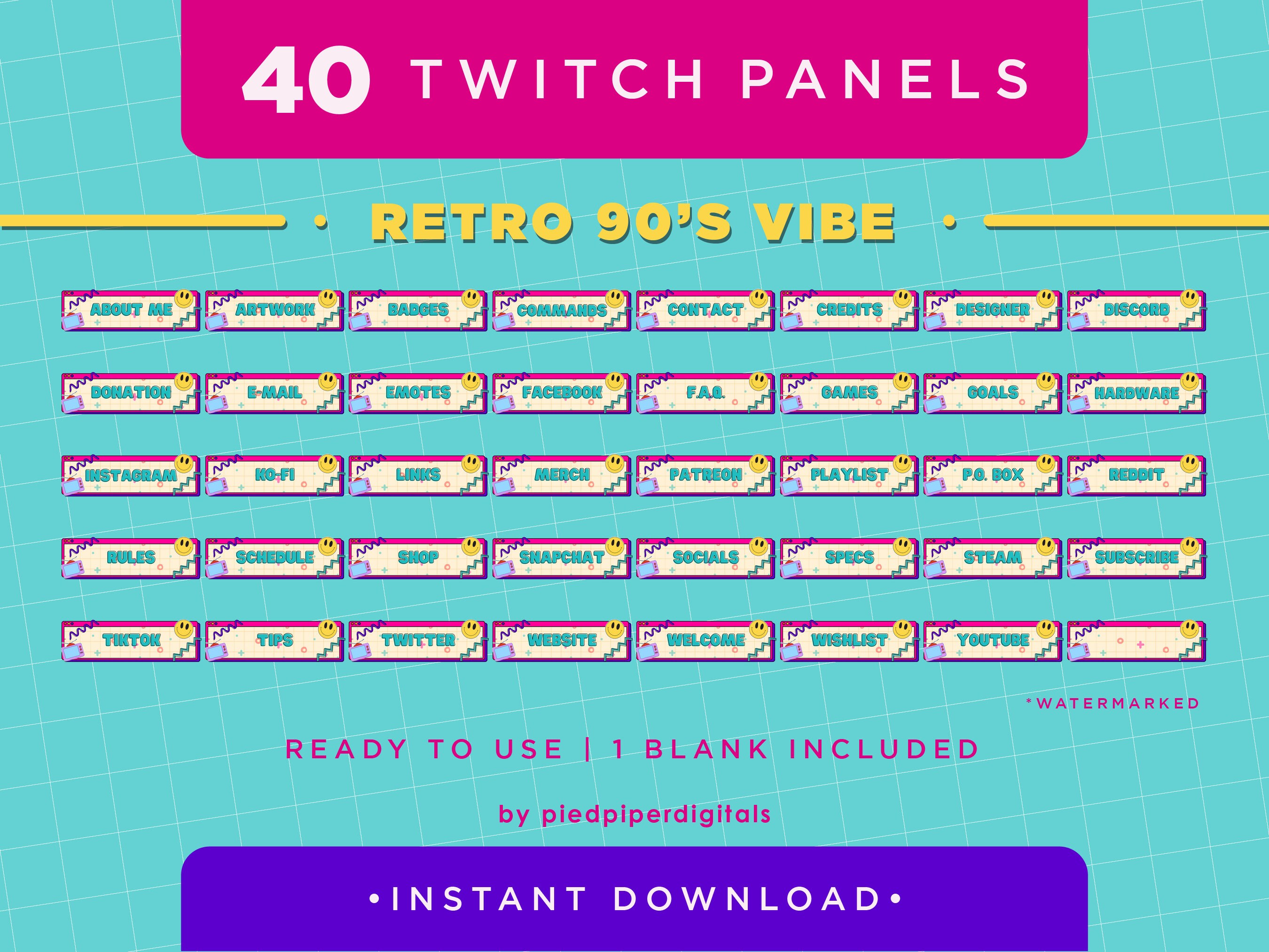 Retro 90's Vibe Twitch Panels for Streamers - Etsy