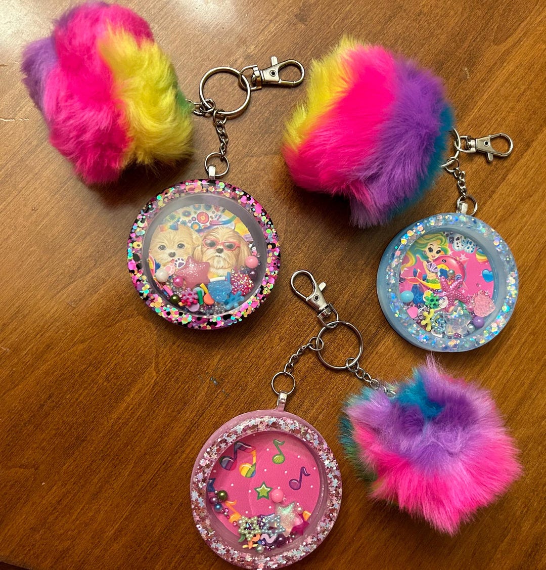90s Lisa Frank Inspired Resin Dry Shaker Keychain/bag/purse Charms - Etsy