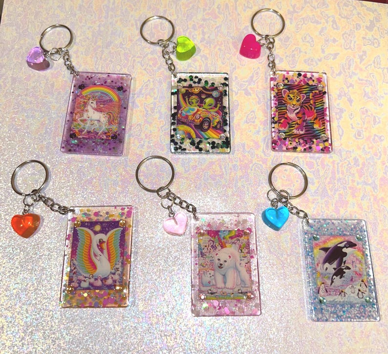 90s Lisa Frank Inspired Resin & Acrylic Keychain/bag/purse Charms ...
