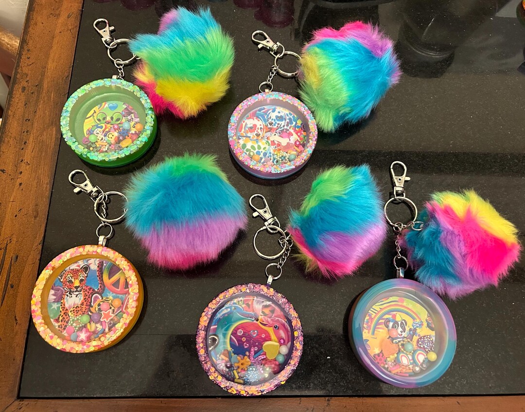 90s Lisa Frank Inspired Dry Shaker Resin Keychains/bag/purse Charms - Etsy