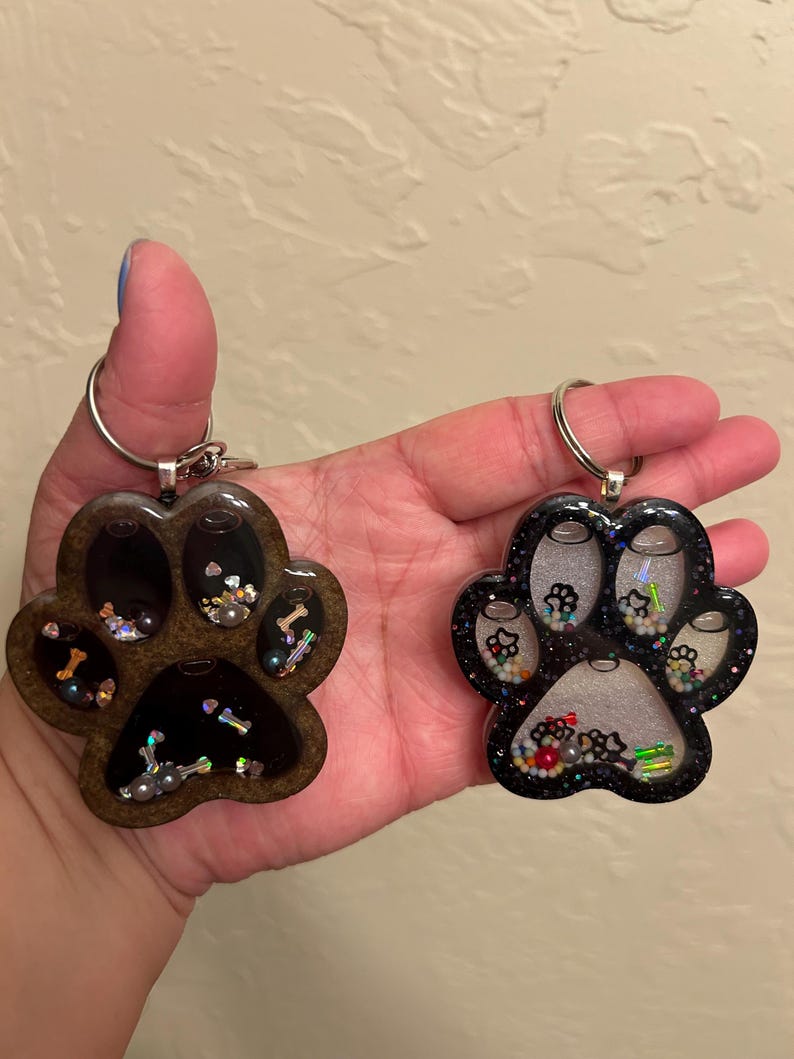 Dog Paw Resin Shaker Keychain/bag/purse Charms - Etsy