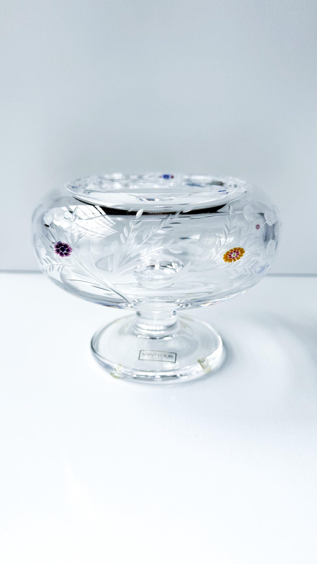 St. Louis ‘botticelli’ Footed Crystal Candy Bowl | Etched Floral ...