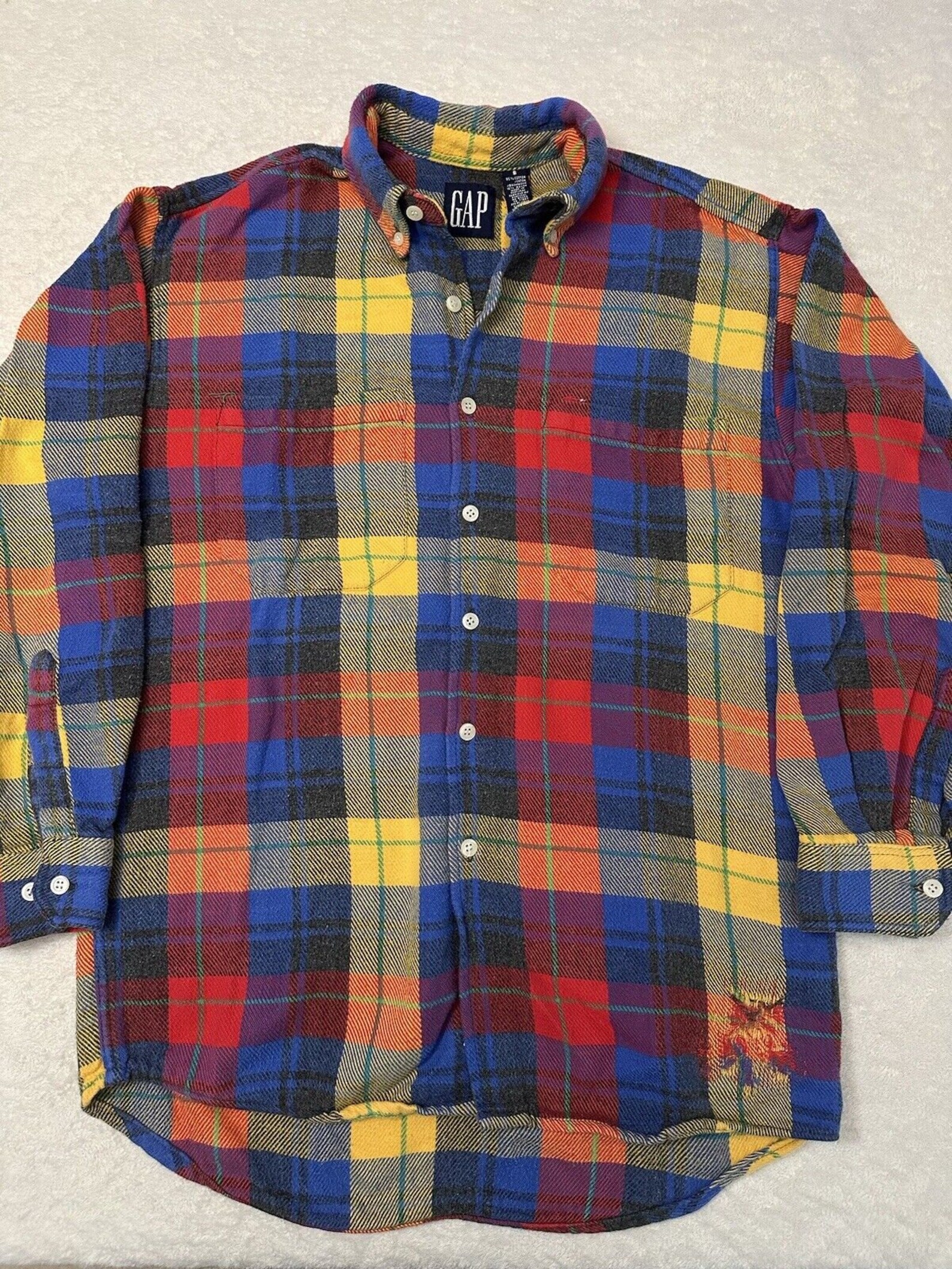 Vintage 1990s 90s GAP Multicolor Button Down Grunge Streetwear Flannel ...
